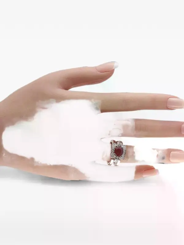 LB EXCLUSIVE Ruby And Diamond Cocktail Ring - Silver