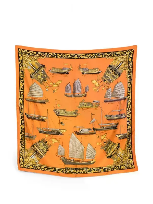 Hermès 2010s Junques Et Sampans Scarf - Orange