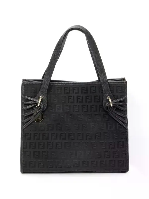 Fendi Zucca Print Leather Trimmed Tote Bag