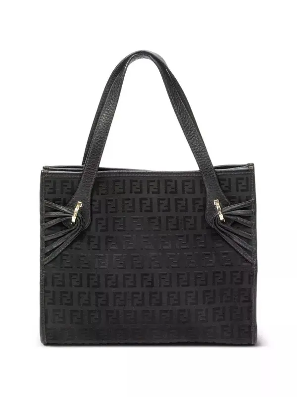Fendi Zucca Print Leather Trimmed Tote Bag