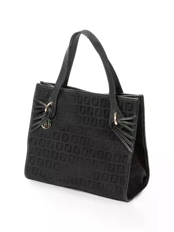Fendi Zucca Print Leather Trimmed Tote Bag