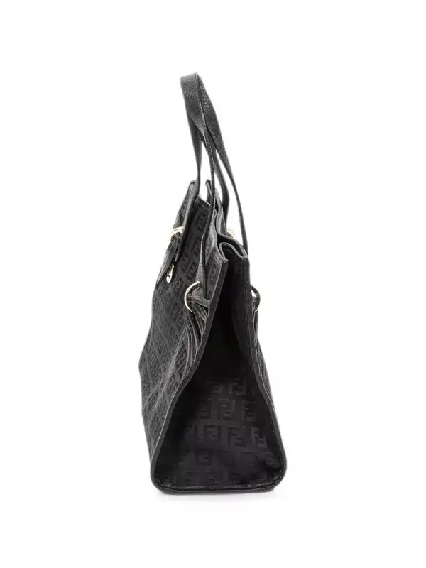 Fendi Zucca Print Leather Trimmed Tote Bag