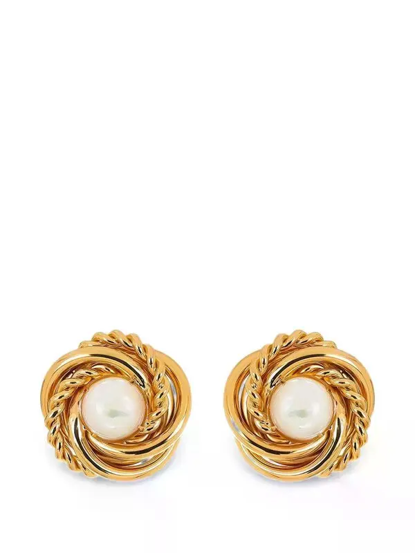 Gas Bijoux Tone Twisted Pearl Earrings - Gold