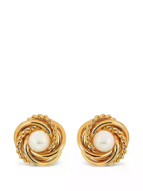 Gas Bijoux Tone Twisted Pearl Earrings - Gold