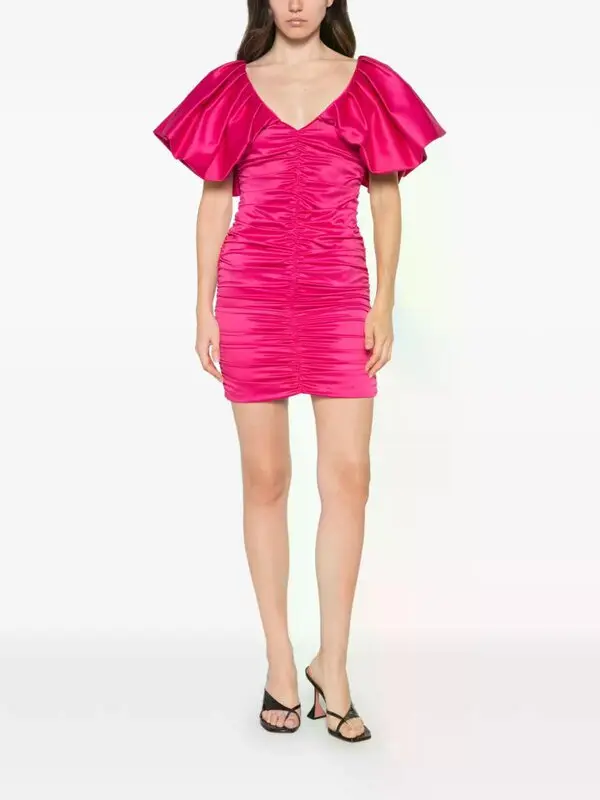 SIMONA CORSELLINI Ruched Satin Mini Dress