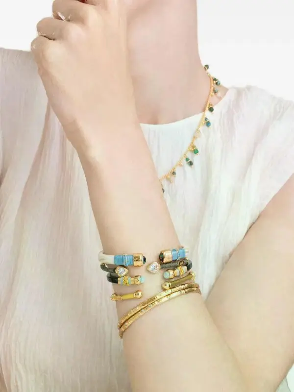 Gas Bijoux Tone Rhinestone Embellished Bangle Bracelet