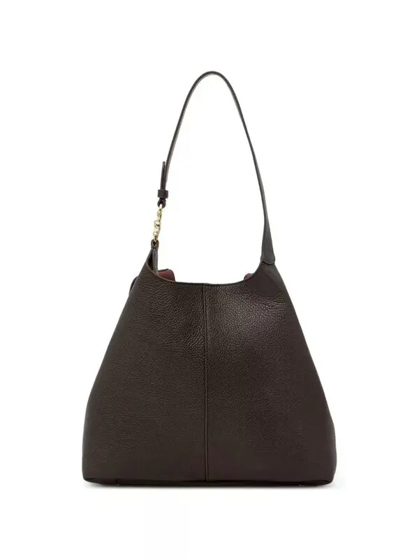 COCCINELLE Grained Leather Tote Bag With Detachable Pouch - Brown