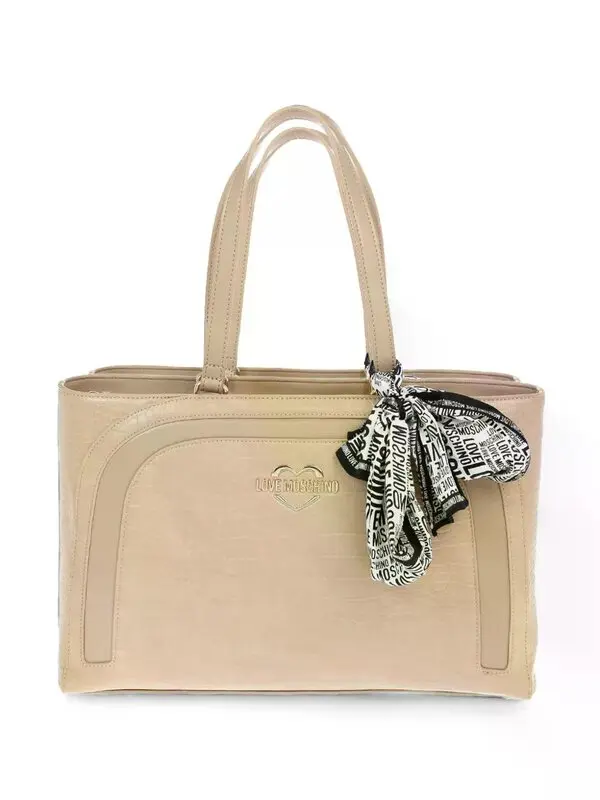Moschino Crocodile-effect Tote Bag - Neutrals