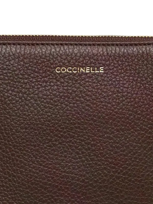 COCCINELLE Grained Leather Clutch With Wrist Strap