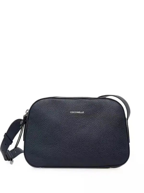 COCCINELLE Grained Leather Shoulder Bag - Blue