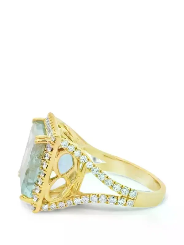 LISA NIK Green Beryl And Diamond Ring In 18k Yellow
