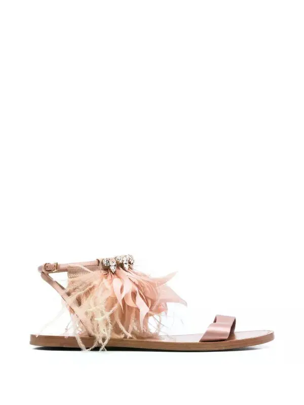 Miu Miu 2000s Crystal-embellished Feather Sandals