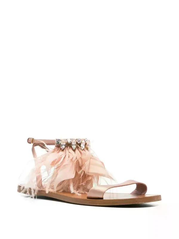 Miu Miu 2000s Crystal-embellished Feather Sandals