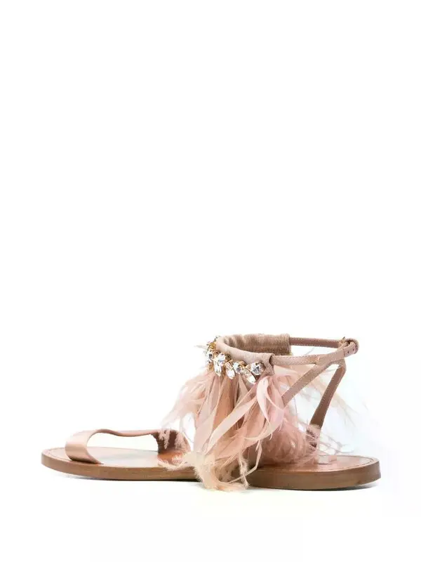 Miu Miu 2000s Crystal-embellished Feather Sandals