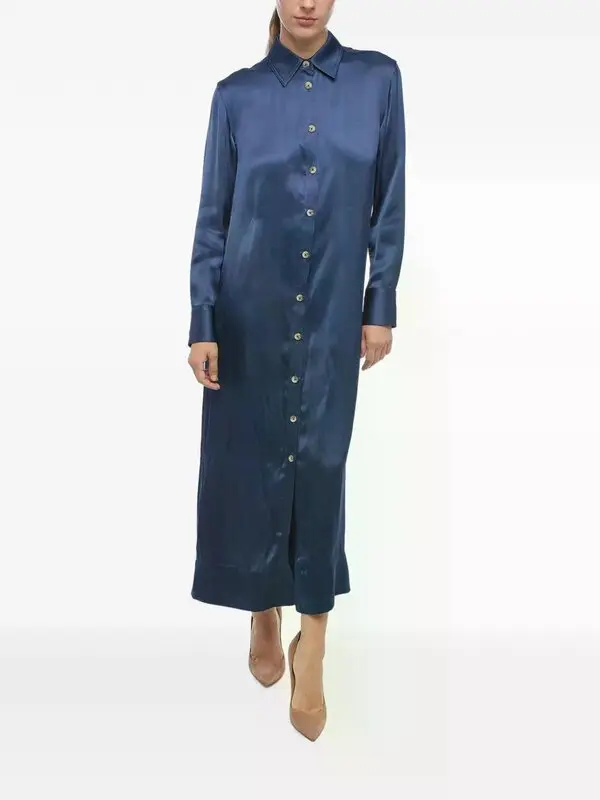 Loulou De Saison Long-sleeve Shirt Maxi Dress - Blue