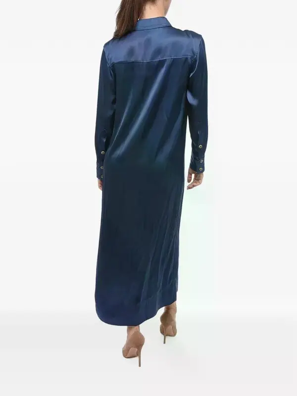 Loulou De Saison Satin Maxi Shirt Dress - Blue