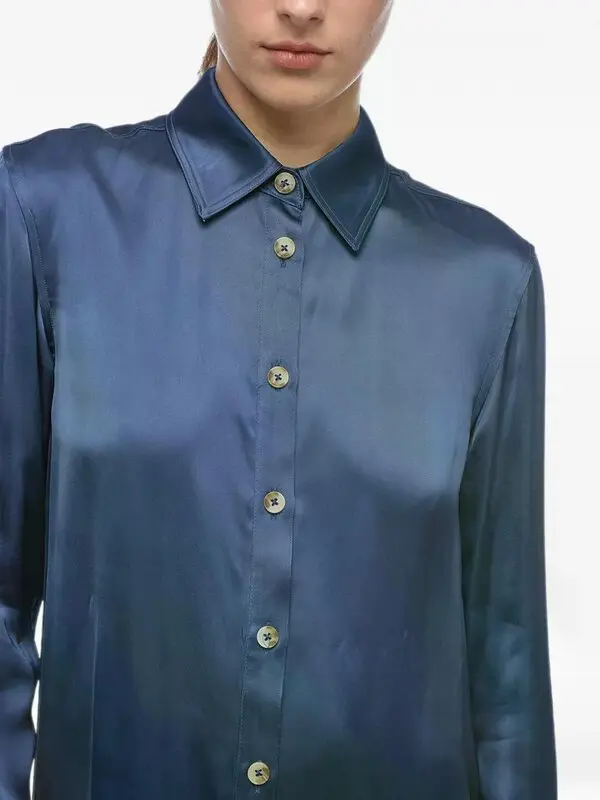 Loulou De Saison Satin Maxi Shirt Dress - Blue