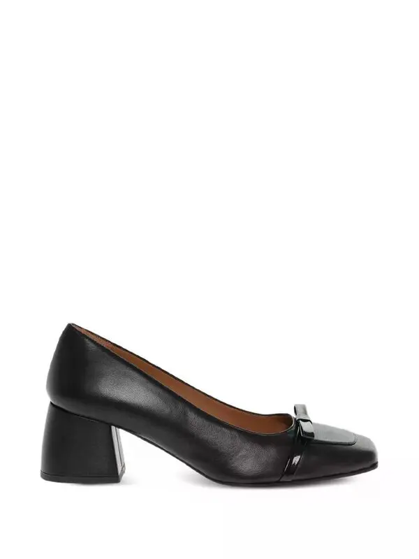 AMEDEO TESTONI Calf Leather Bow Detail Square Toe Pumps
