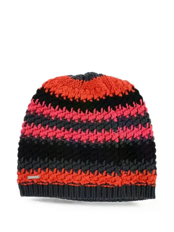 Dsquared2 Chunky-knit Striped Beanie Hat - Black