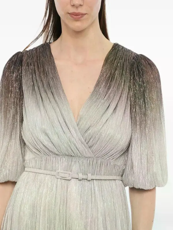 Costarellos Metallic-effect Plissé Midi Dress
