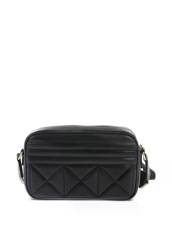 Moschino Quilted Logo Plaque Crossbody Bag - Black