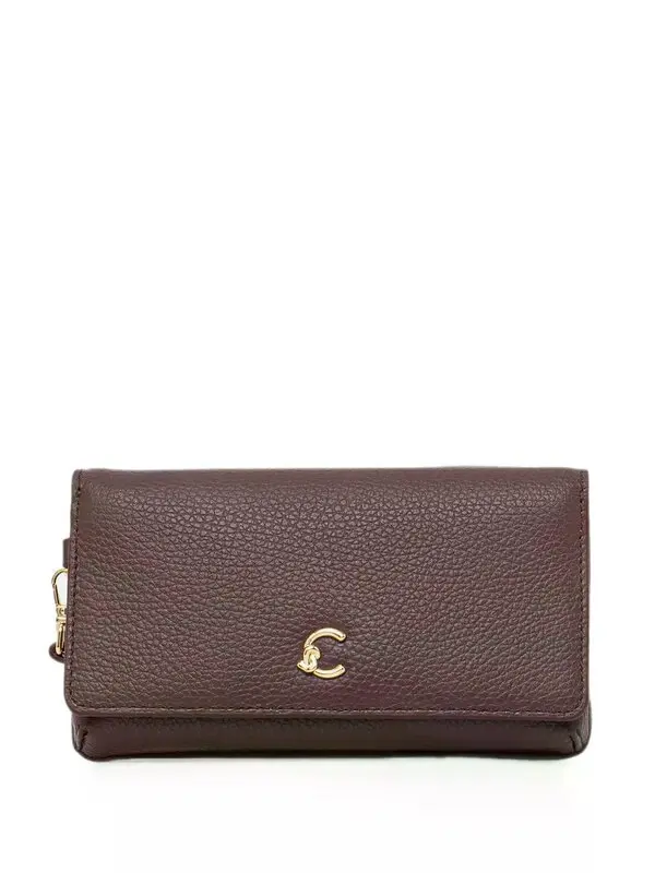 COCCINELLE Small C-me Logo-plaque Pebbled Clutch Bags - Brown