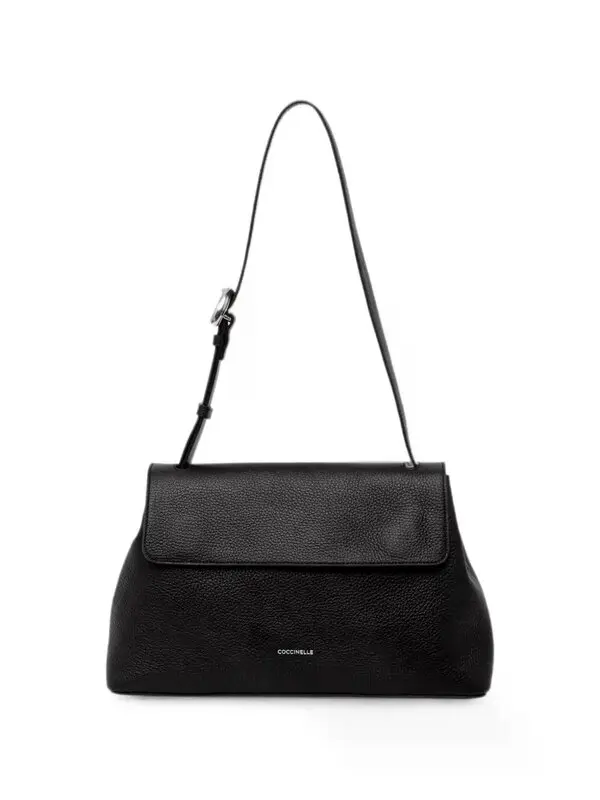 COCCINELLE Grained-leather Foldover Tote Bag - Black