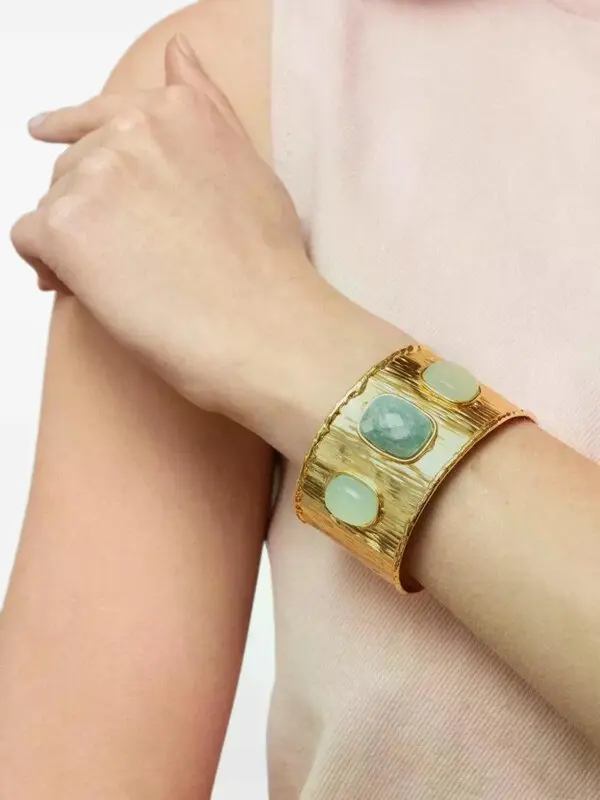 Sylvia Toledano Empire Amazonite And Onyx Cuff Bracelet - Gold