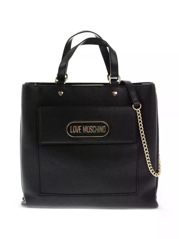 Moschino Plaque Shoulder Bag - Black