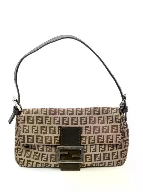 Fendi Zucchino Monogram Canvas Baguette Shoulder Bag - Neutrals
