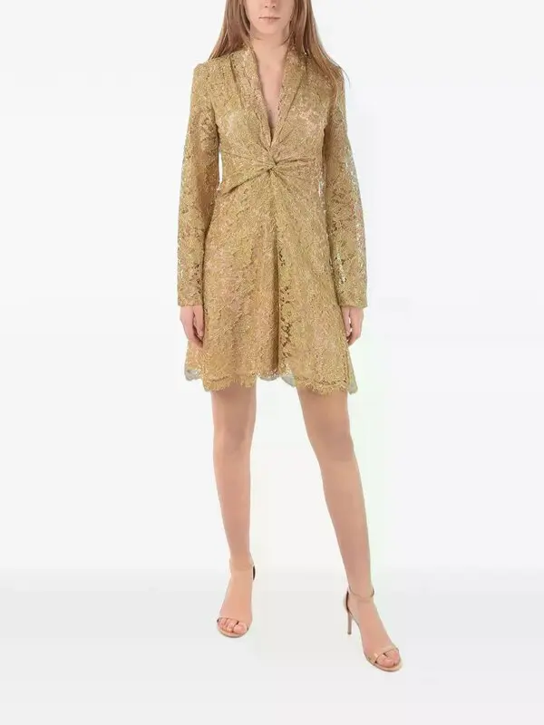 SUPER BLOND Macramé Ruched Mini Dress - Gold