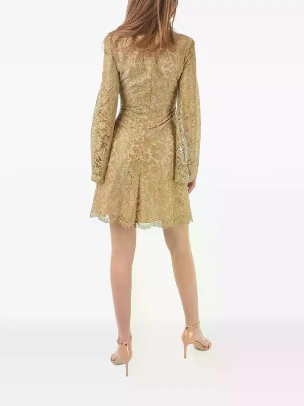 SUPER BLOND Macramé Ruched Mini Dress