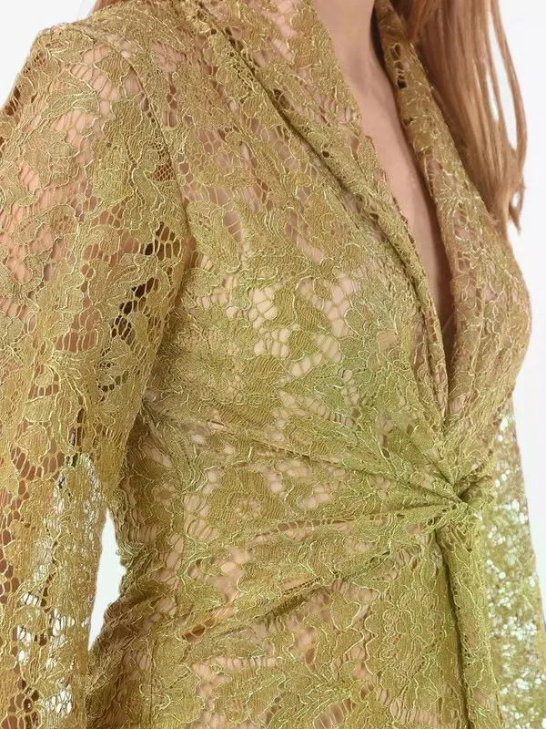 SUPER BLOND Macramé Ruched Mini Dress