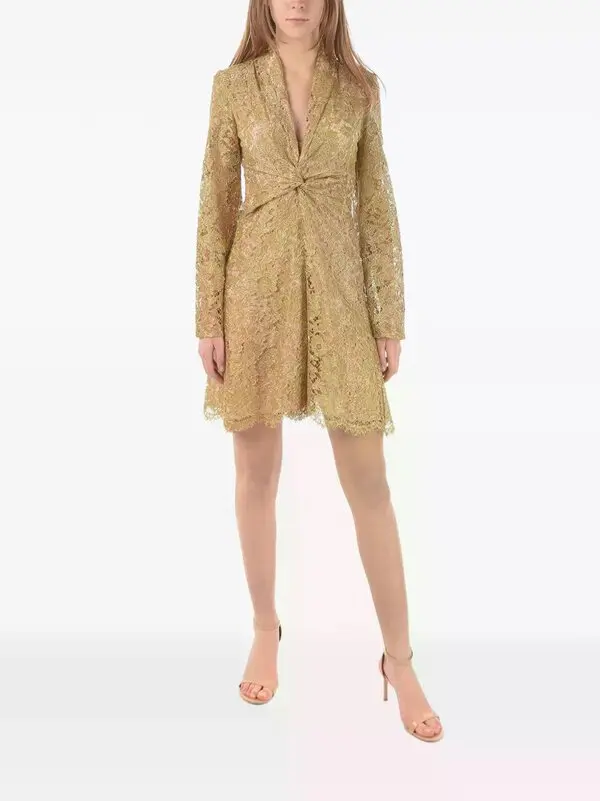 SUPER BLOND Macramé Ruched Mini Dress - Gold