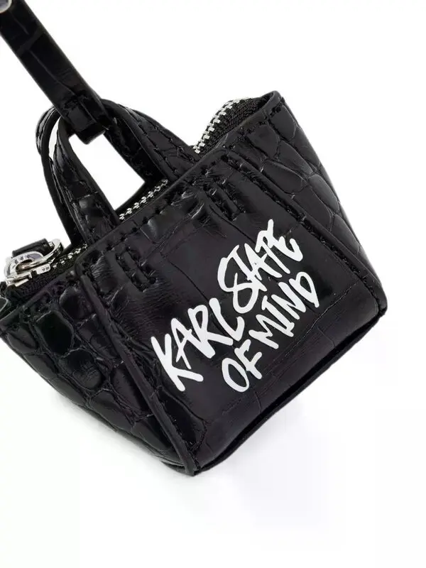 Karl Lagerfeld Croc-effect Logo-print Keyring