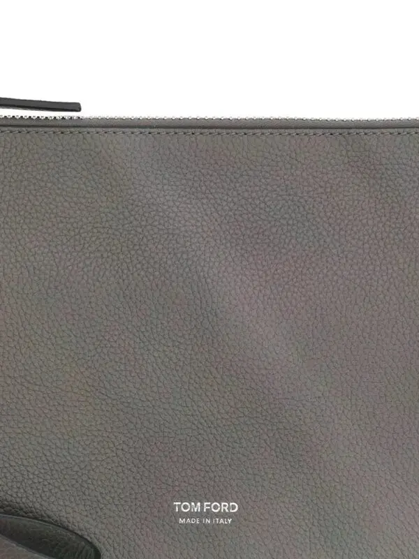 TOM FORD Grained Leather Clutch Bag - Grey