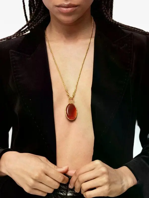Sylvia Toledano 22k -plated Brass Jasper Oval Pendant Necklace