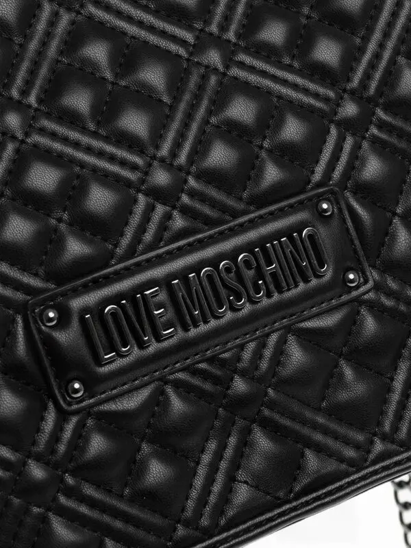 Moschino Quilted Logo Plaque Shoulder Bag