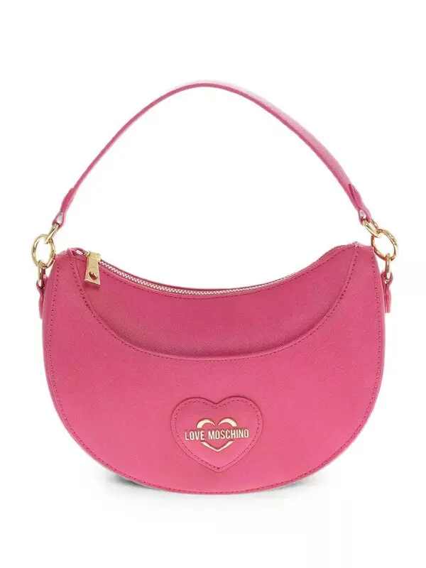Moschino Saffiano-effect Heart Patch Shoulder Bag - Pink