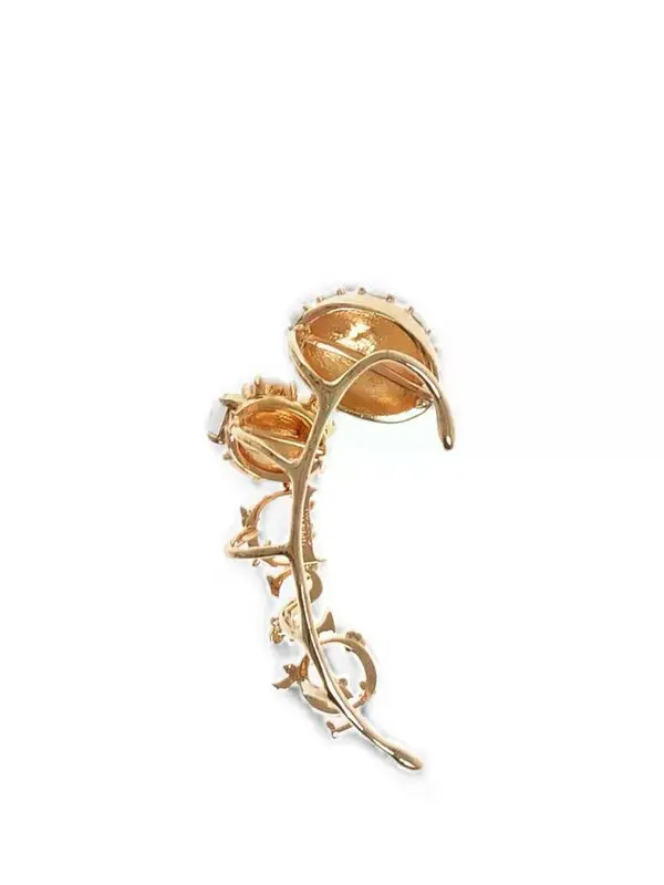 Dsquared2 Tone Flower Detail Crystal Accents Logo Lettering Earring