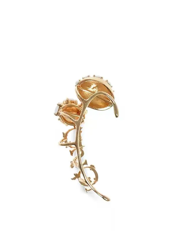 Dsquared2 Tone Flower Detail Crystal Accents Logo Lettering Earring