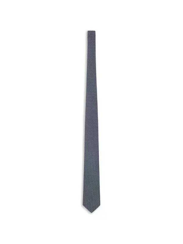 LARDINI Silk Geometric Pattern Neck Tie - Blue