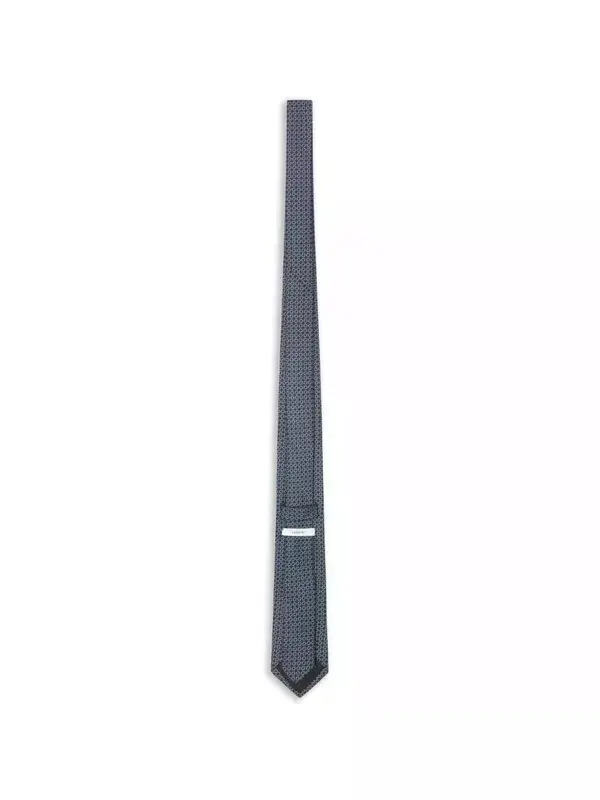 LARDINI Silk Geometric Pattern Neck Tie - Blue