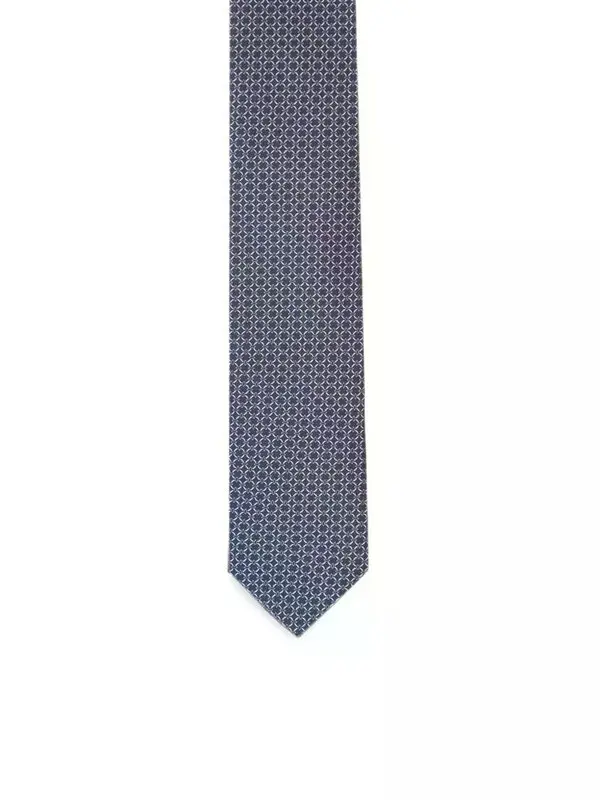 LARDINI Silk Geometric Pattern Neck Tie - Blue