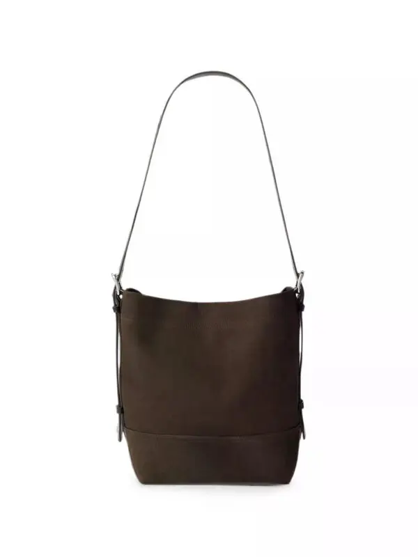 LEMAIRE Small Belted Tote Bag In Alpaca Nubuck - Brown