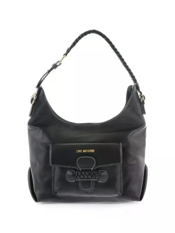 Moschino Braided-handle Love Medium Shoulder Bag - Black