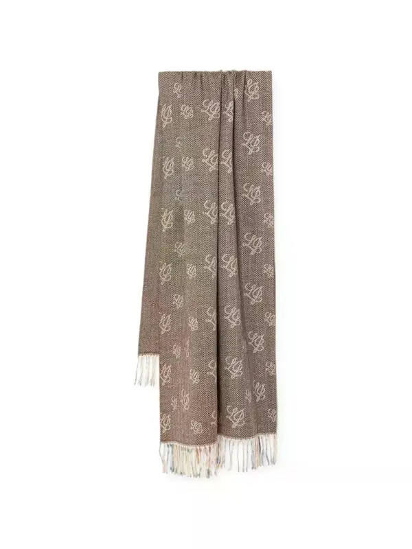 Liu Jo Herringbone-pattern Monogram-print Scarf