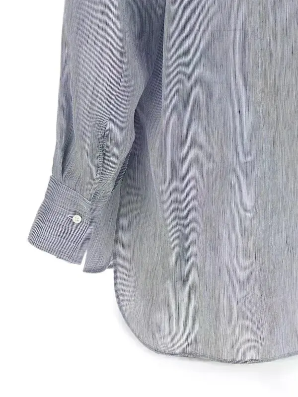 Brunello Cucinelli Micro-striped Hooded Shirt - Blue