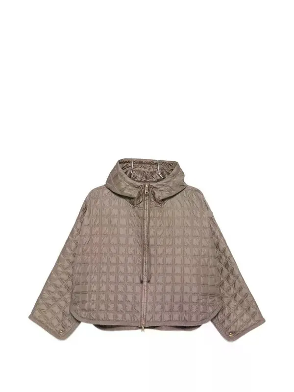 Moncler Quilted Hooded Cape - Brown