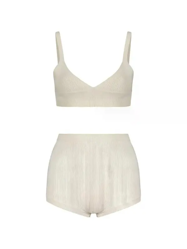 Red Valentino Ribbed-knit Underwear Set - Neutrals